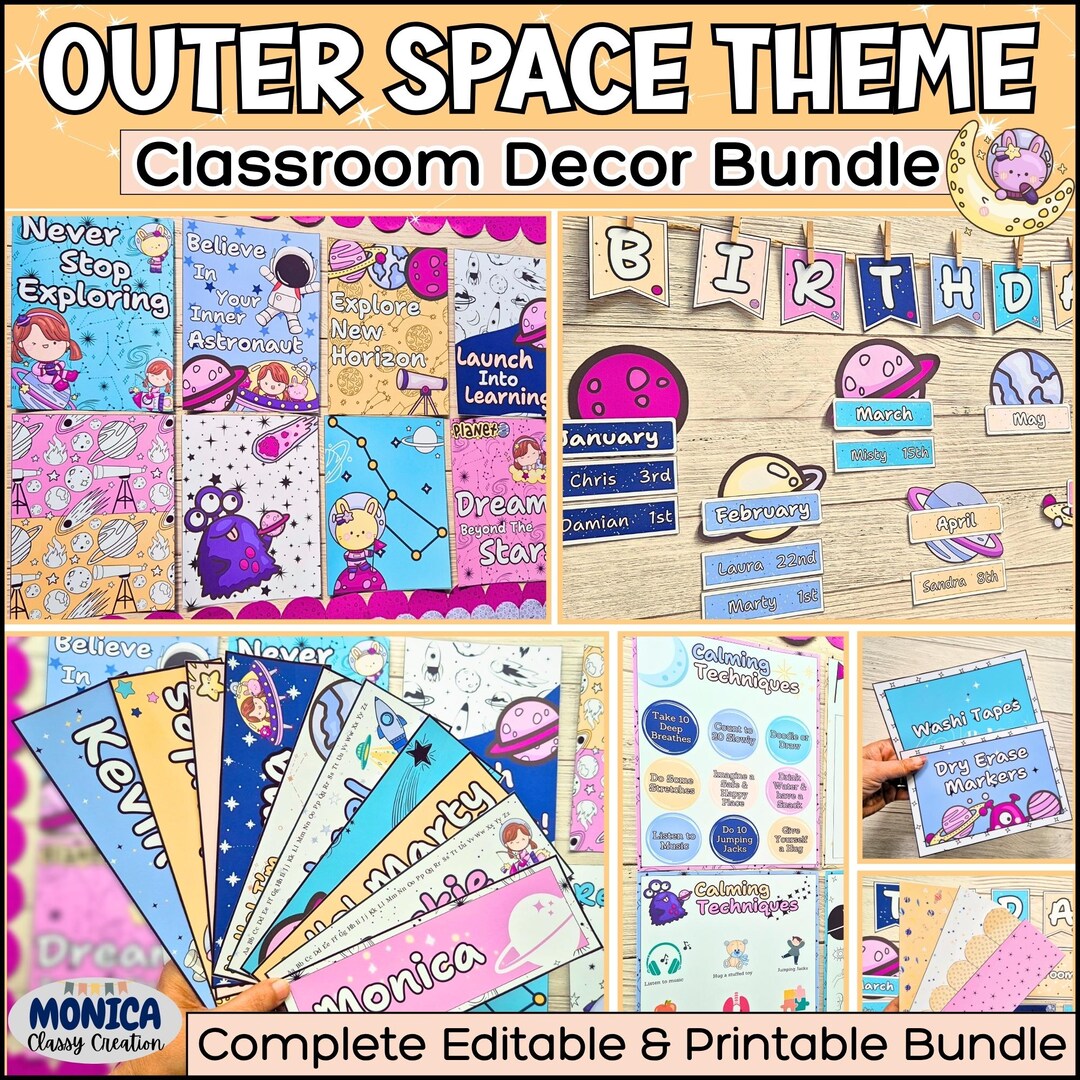 Outer Space Theme Classroom Decor Bundle-elementary Classroom Theme ...
