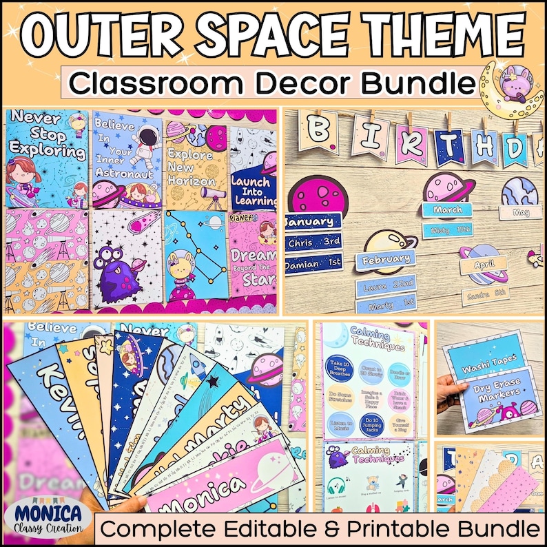 Outer Space Theme Classroom Decor Bundle-elementary Classroom Theme ...