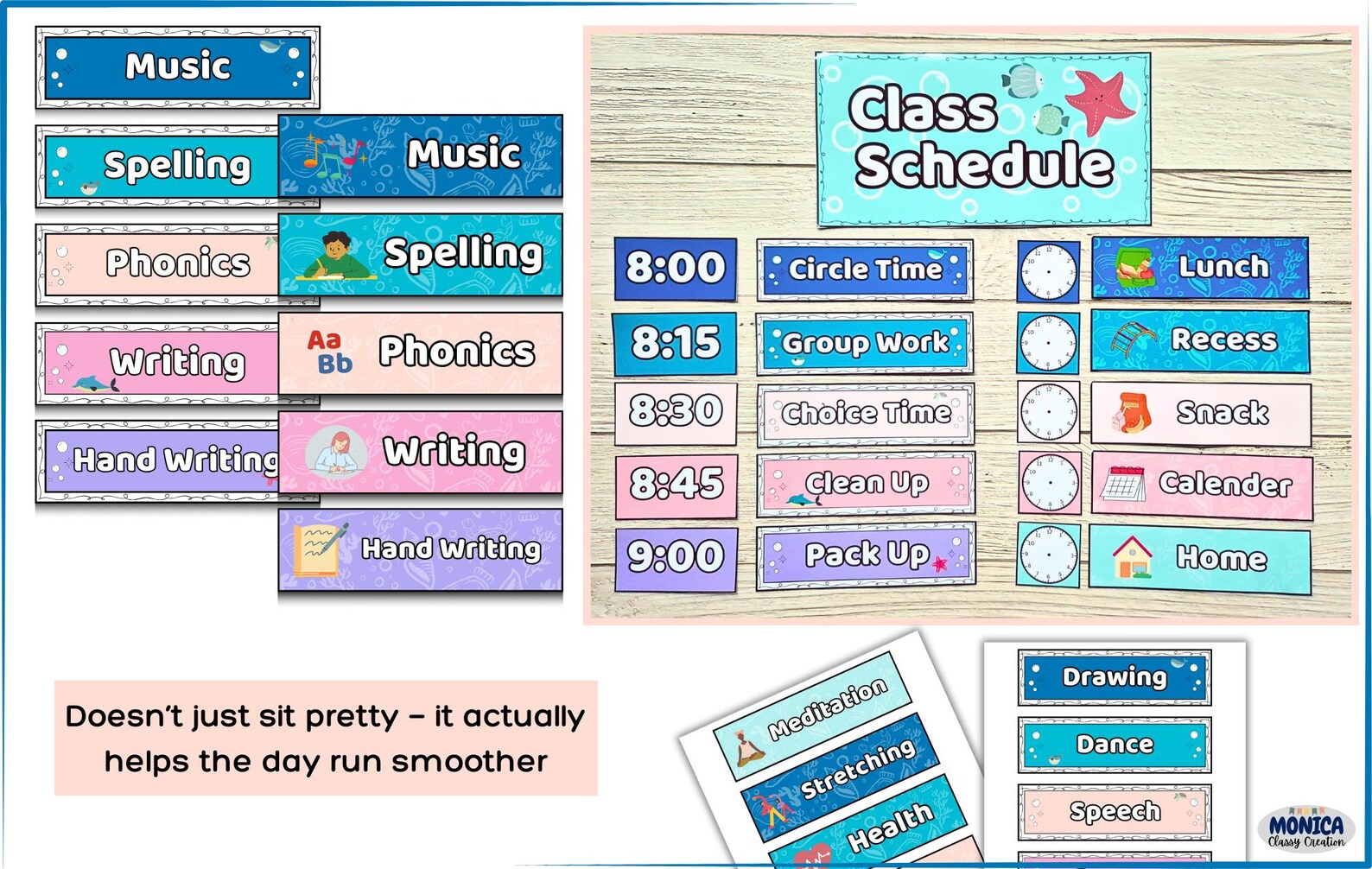 Pastel Classroom Schedule Cards With Pictures Canva Daily Visual ...