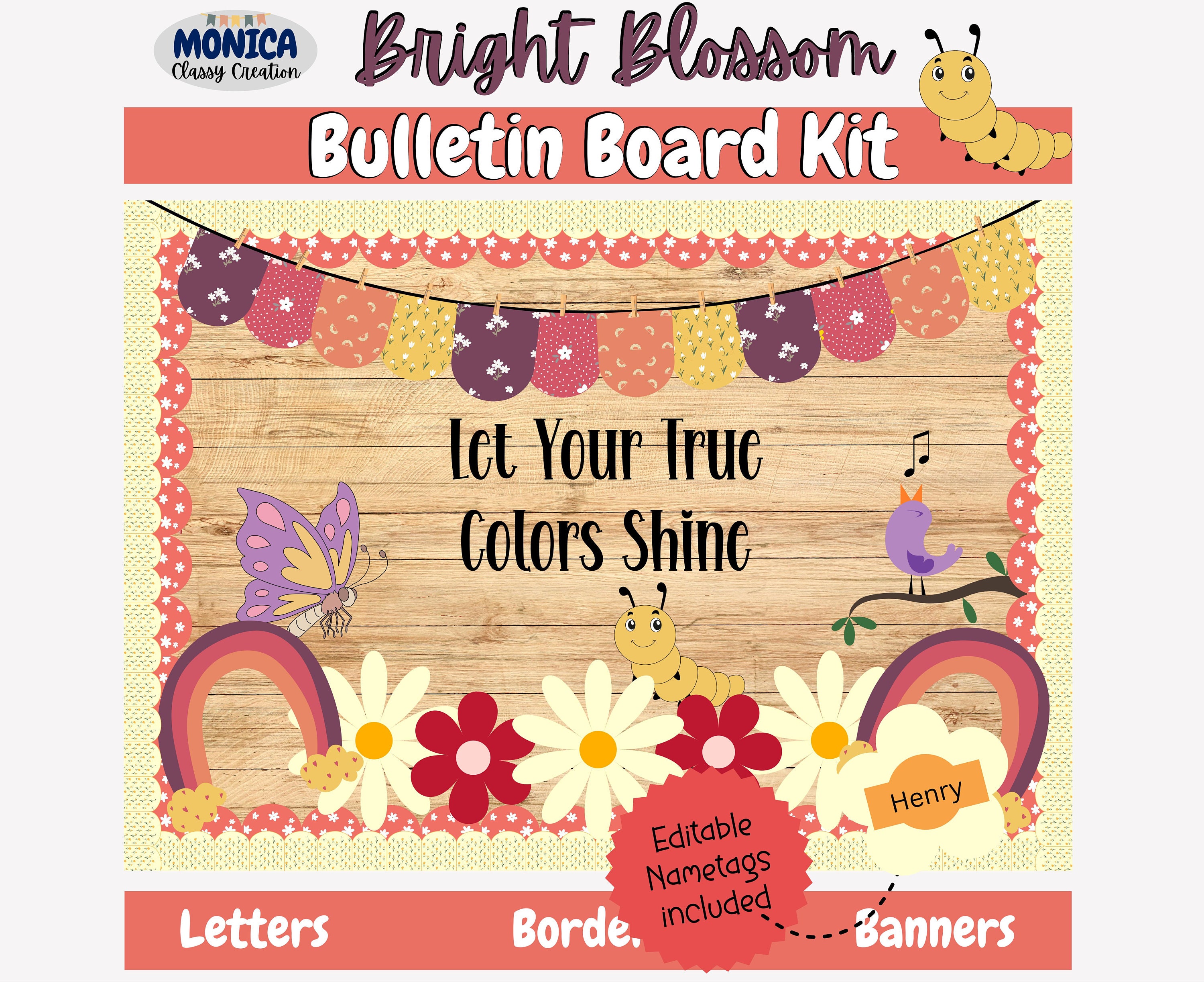 Bright Blossom Spring Bulletin Board Kit-colorful Flowers Classroom ...