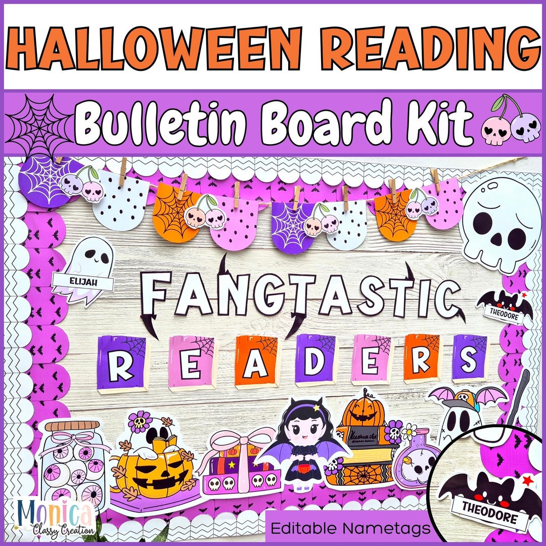 Halloween Reading Bulletin Board Kit Spooky Ghost Classroom Door Decor ...