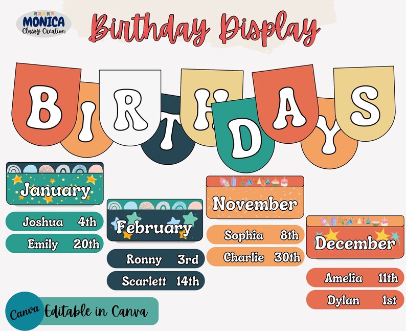 Classroom Birthday Bulletin Board Display-retro Groovy - Etsy