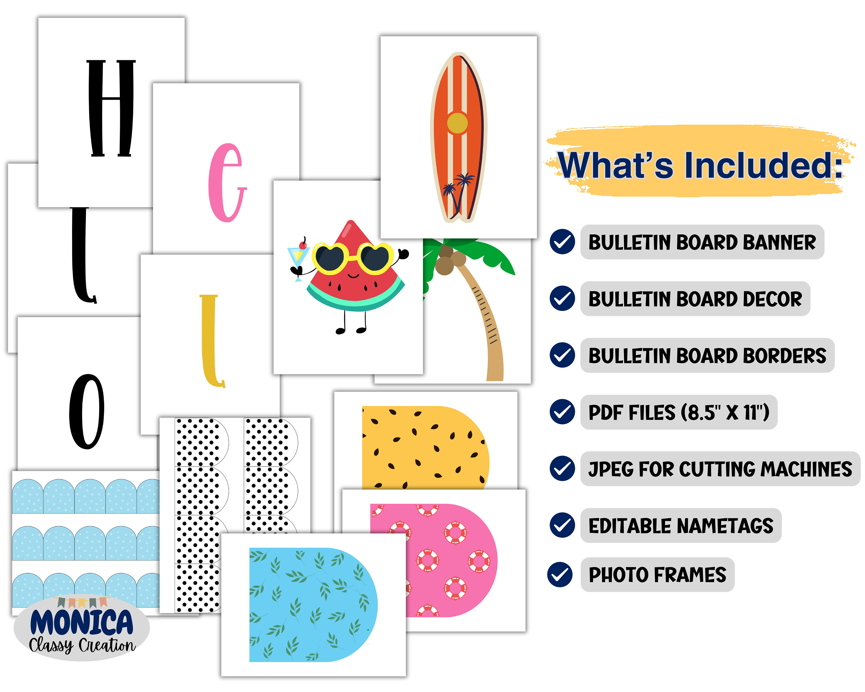 End of the Year Bulletin Board Kit-hello Summer Vibes Classroom Door ...