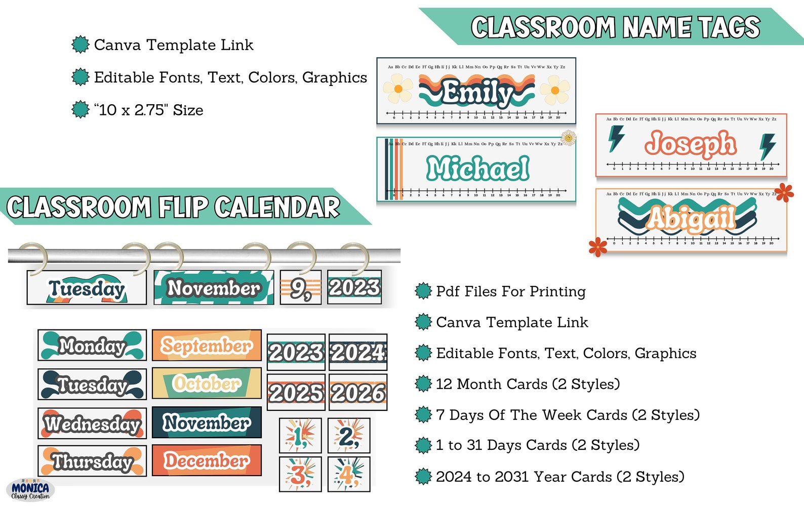 Retro Classroom Decor Bundle Elementary Groovy Classroom Theme Bright ...