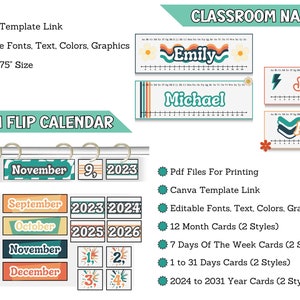 Retro Classroom Decor Bundle Elementary Groovy Classroom Theme Bright ...