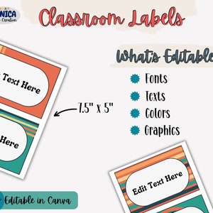 Retro Classroom Labels Sign Pack-teacher Toolbox - Etsy