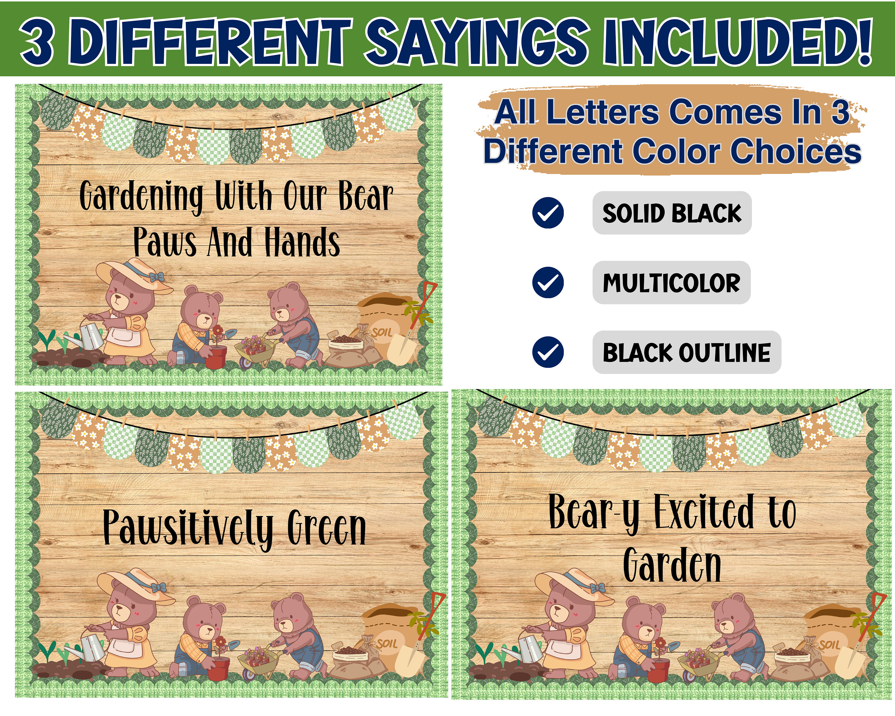 Garden Bulletin Board Kit-modern Greenery Theme Classroom Door Decor ...