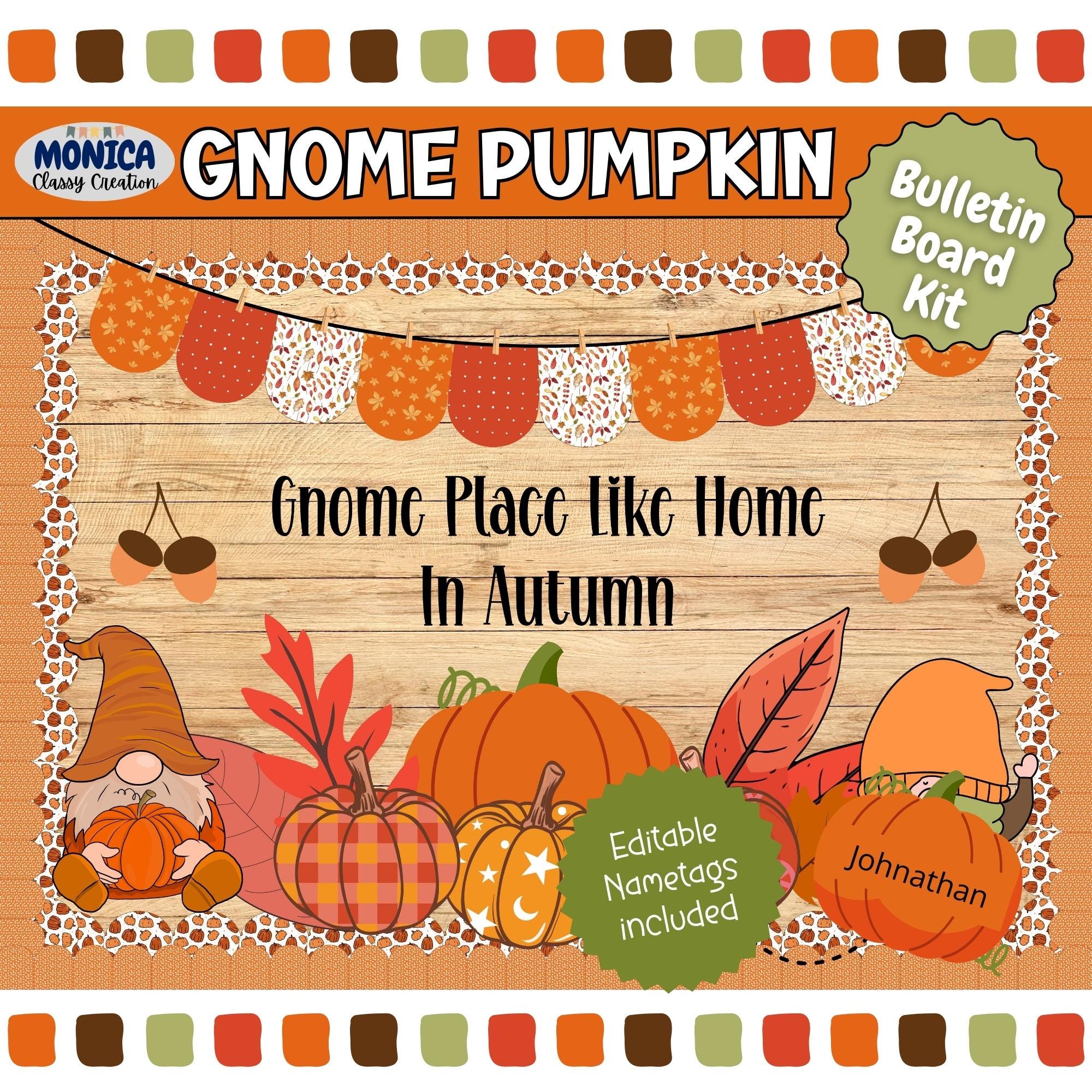 Fall Gnomes Bulletin Board Kit-pumpkin Gnome Classroom Door Decor ...