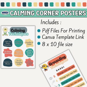 Retro Calm Down Corner Posters-feelings Thermometer-grounding ...