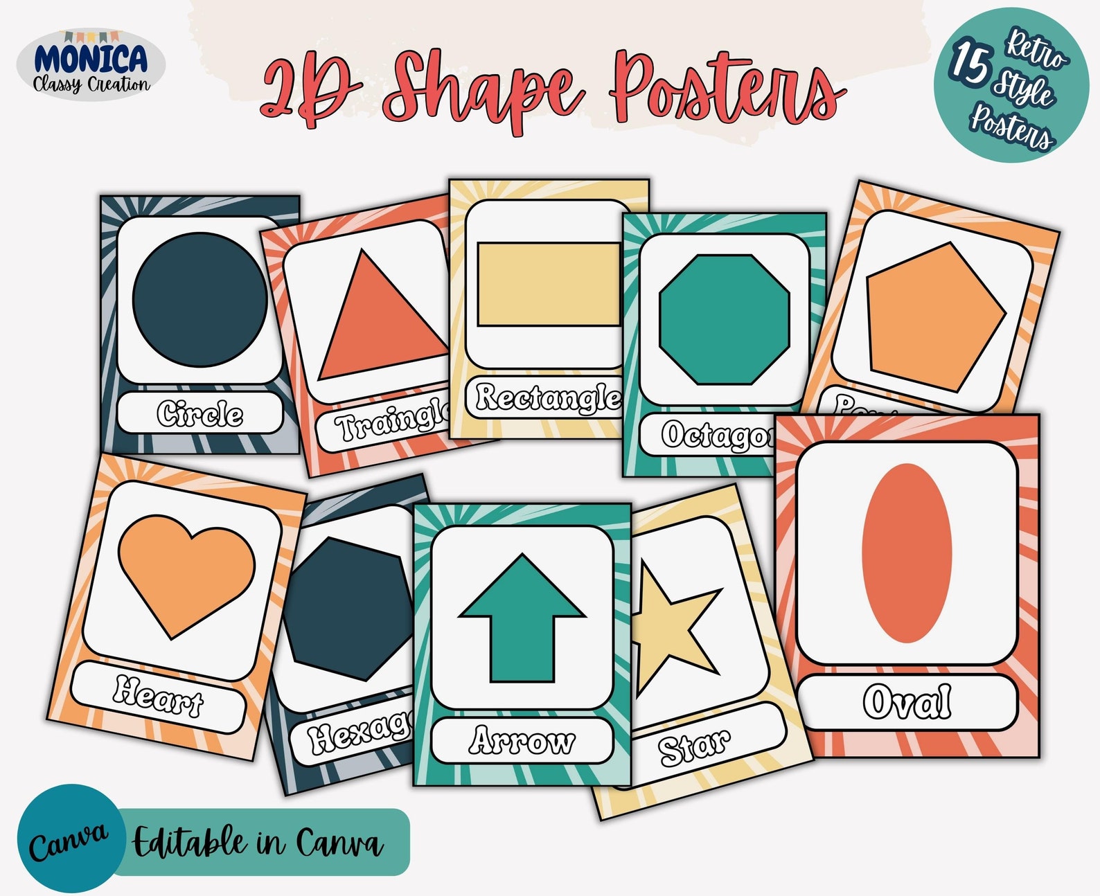 Retro Groovy Theme 2D Shape Posters-classroom Decor - Etsy