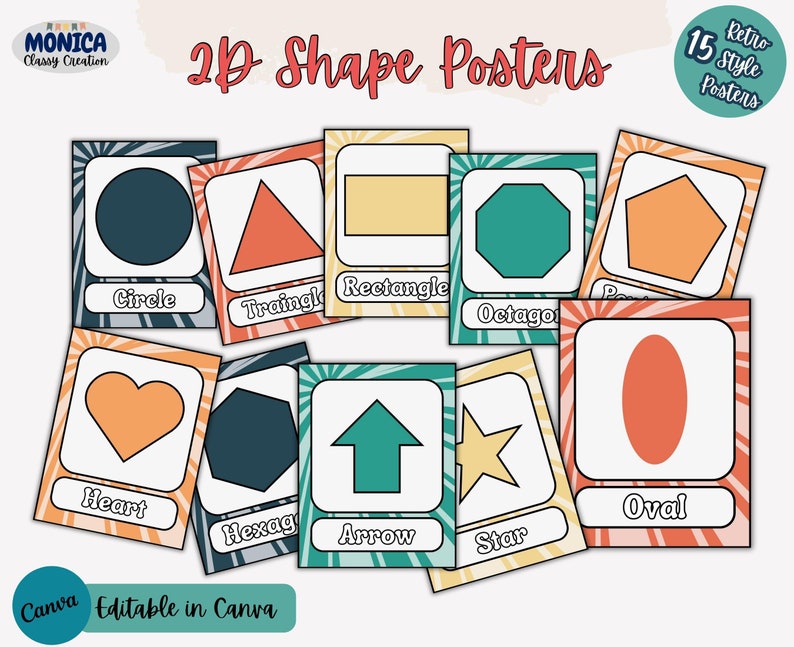 Retro Groovy Theme 2D Shape Posters-classroom Decor - Etsy