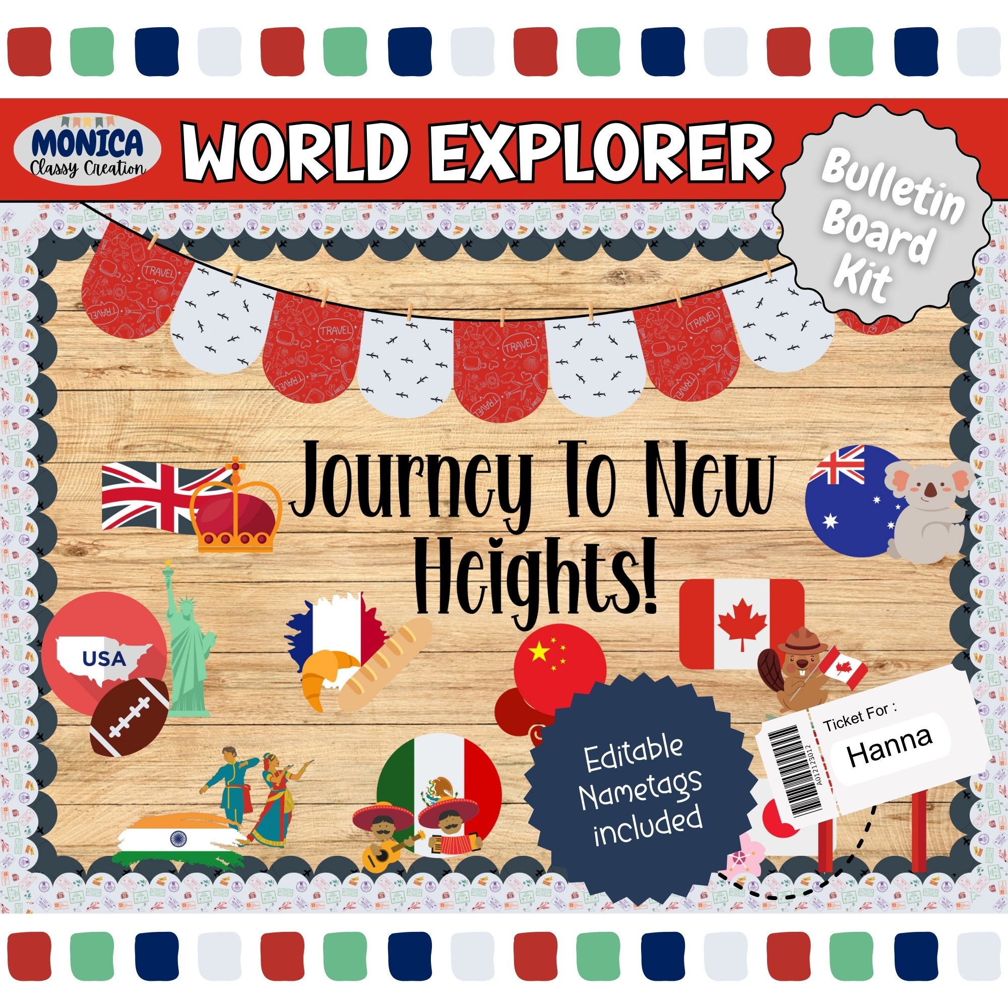 World Travel Adventure Bulletin Board Kit- Geography Theme Classroom ...