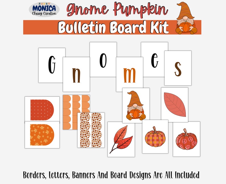 Gnome Pumpkin Fall Bulletin Board Kit-classroom Decor-teacher - Etsy