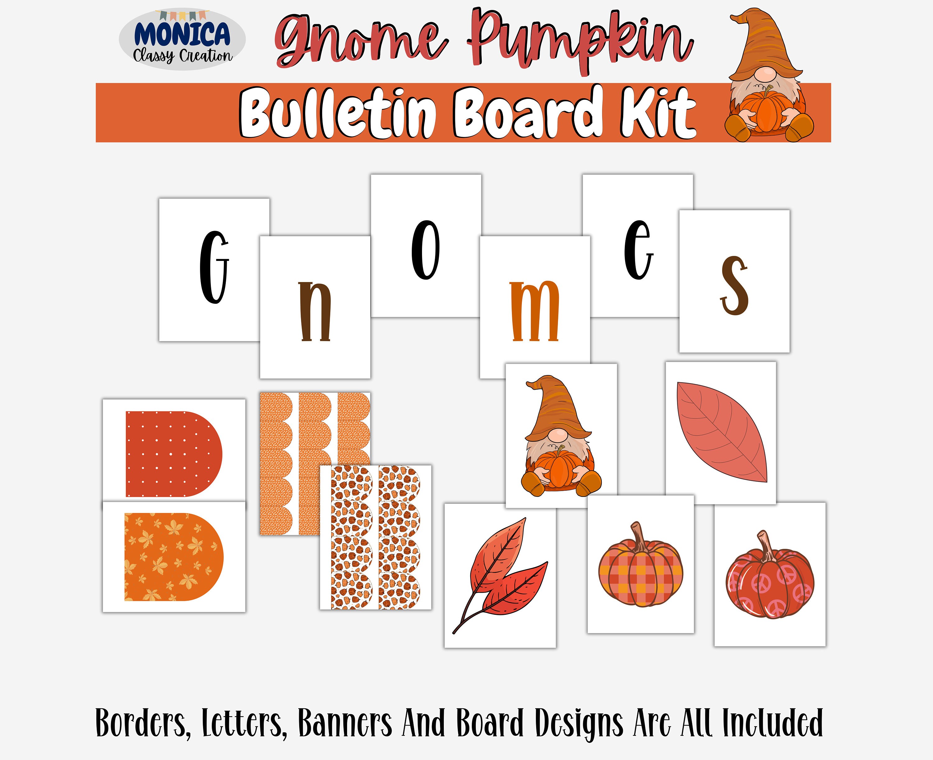 Gnome Pumpkin Fall Bulletin Board Kit-classroom Decor-teacher - Etsy