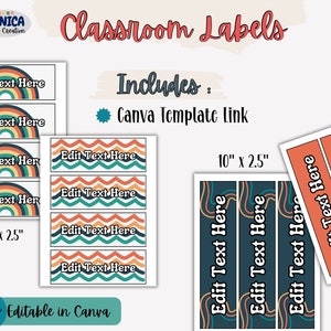Retro Classroom Labels Sign Pack-teacher Toolbox - Etsy