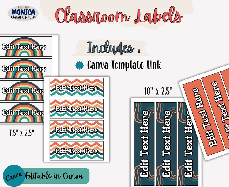 Retro Classroom Labels Sign Pack-teacher Toolbox - Etsy