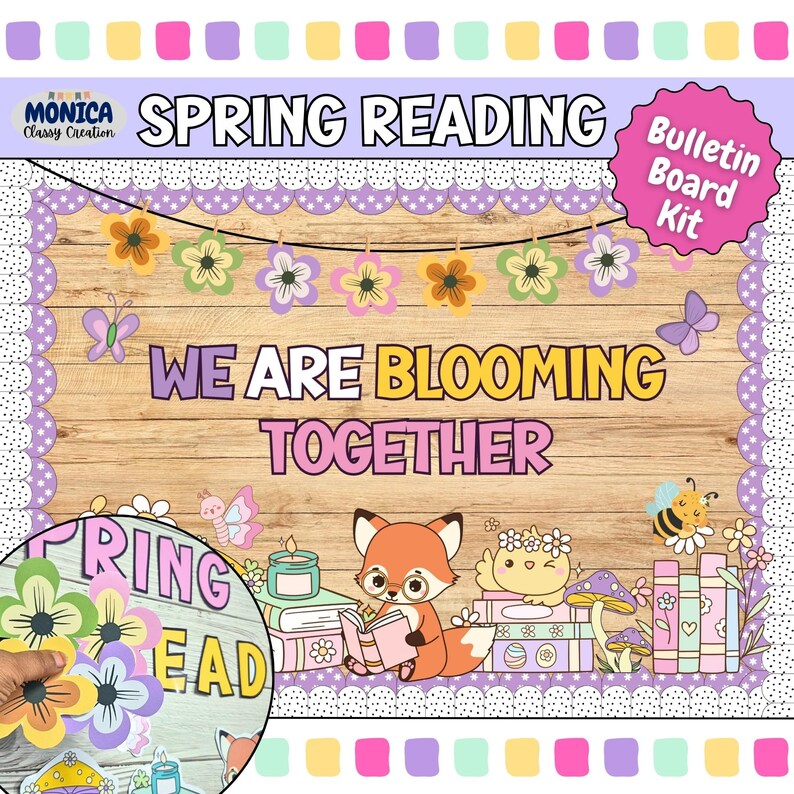 Spring Reading Bulletin Board Kit-we Are Blooming Together Classroom ...
