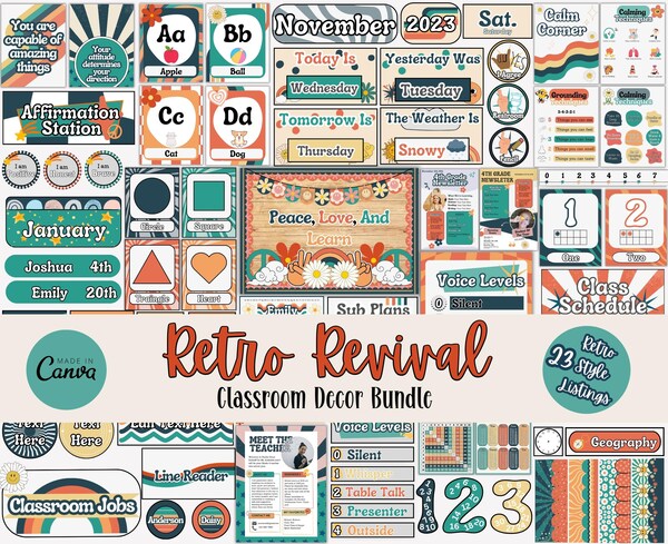 Boho Rainbow Classroom Decor Bundle, Editable, Calm Classroom Decor ...