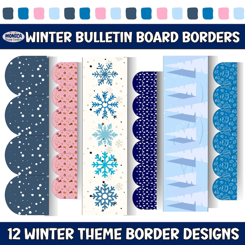 Winter Bulletin Board Borders Printable-snowflake Theme Classroom Decor ...