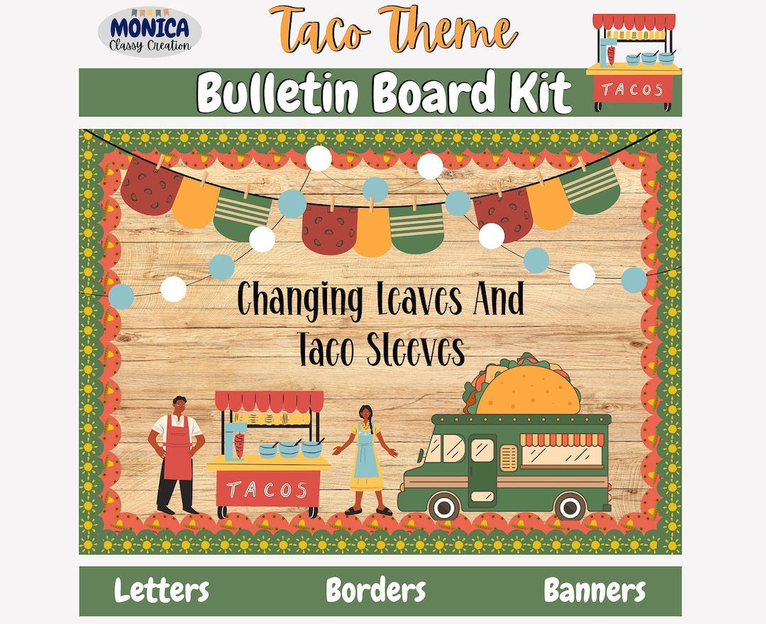 Taco Theme Learning Bulletin Board Kit-summer Bulletin Board Set ...
