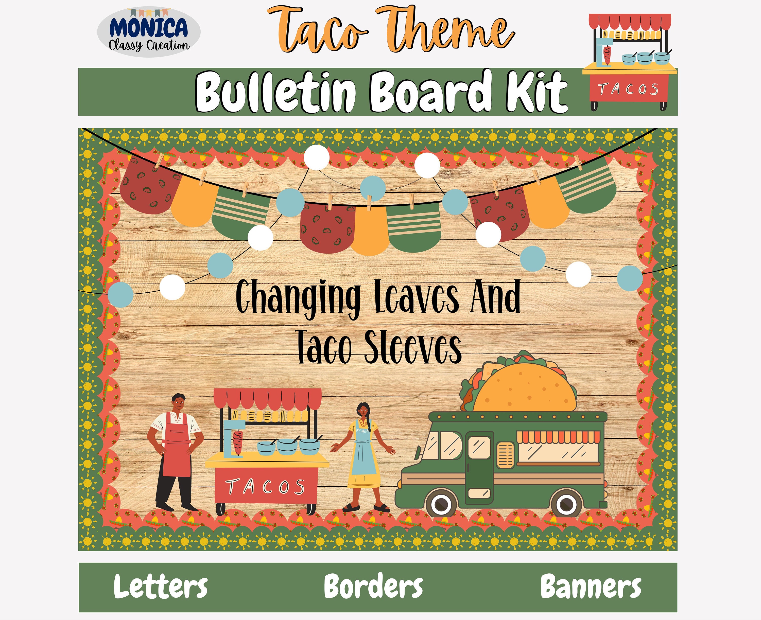 Taco Theme Learning Bulletin Board Kit-summer Bulletin Board Set ...