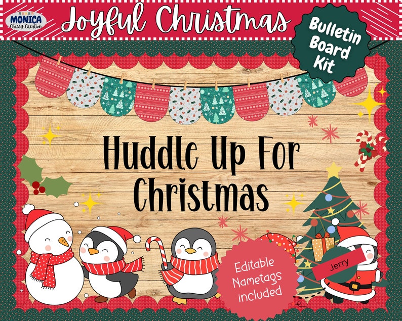 Penguin Christmas Bulletin Board Kit December Classroom Door Decor ...