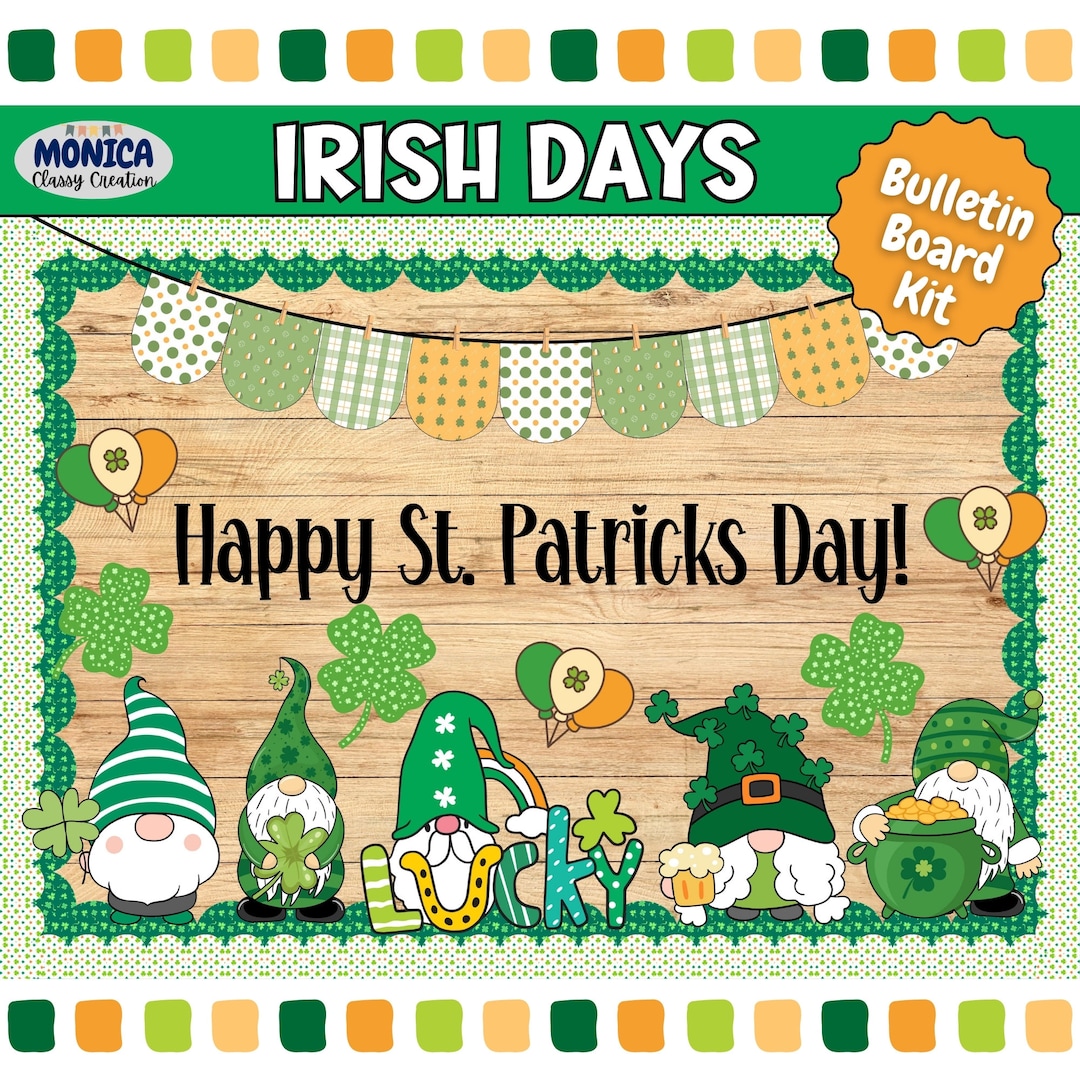 Happy St. Patrick's Day Gnome Bulletin Board Kit-march Bulletin Board ...