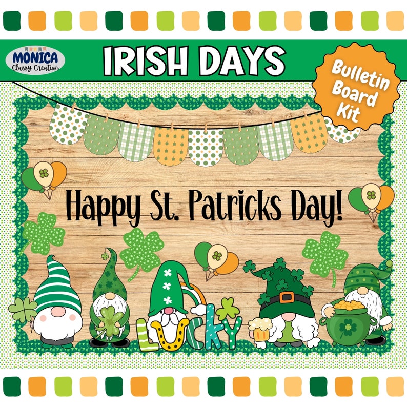 Happy St. Patrick's Day Gnome Bulletin Board Kit-march Bulletin Board ...