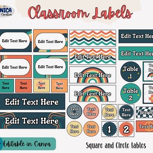 Retro Classroom Labels Sign Pack-teacher Toolbox - Etsy