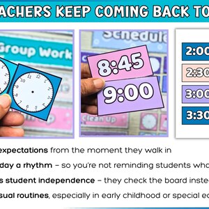 Pastel Classroom Schedule Cards With Pictures Canva Daily Visual ...