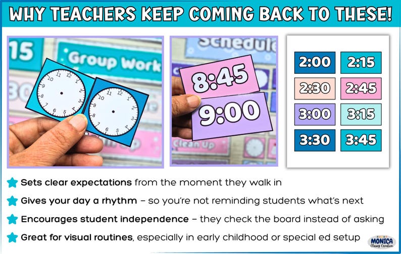Pastel Classroom Schedule Cards With Pictures Canva Daily Visual ...