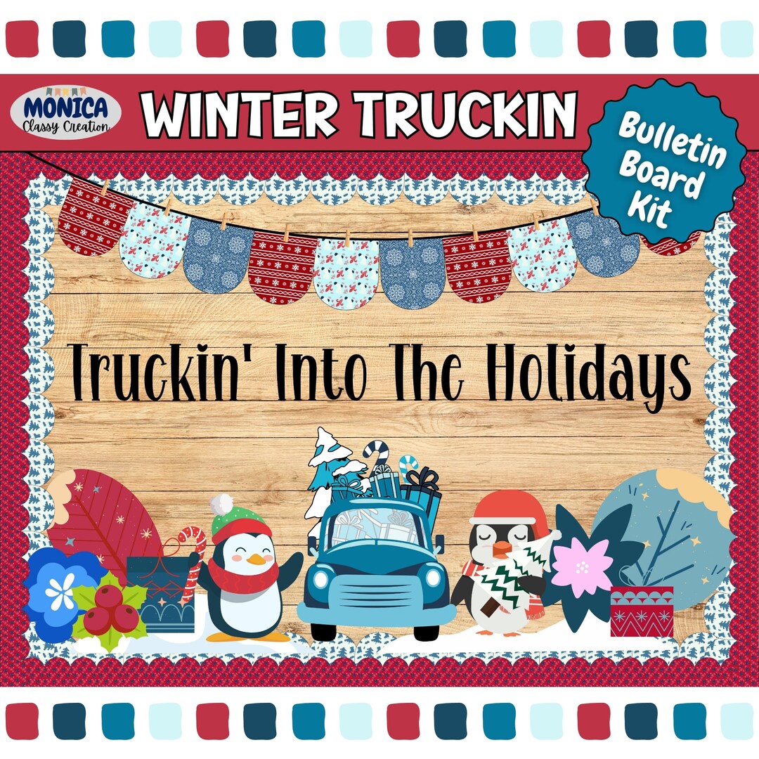 Winter Truck Bulletin Board Kit January Classroom Door Decor Hello ...