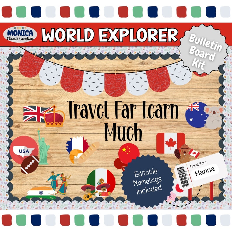 World Travel Adventure Bulletin Board Kit- Geography Theme Classroom ...