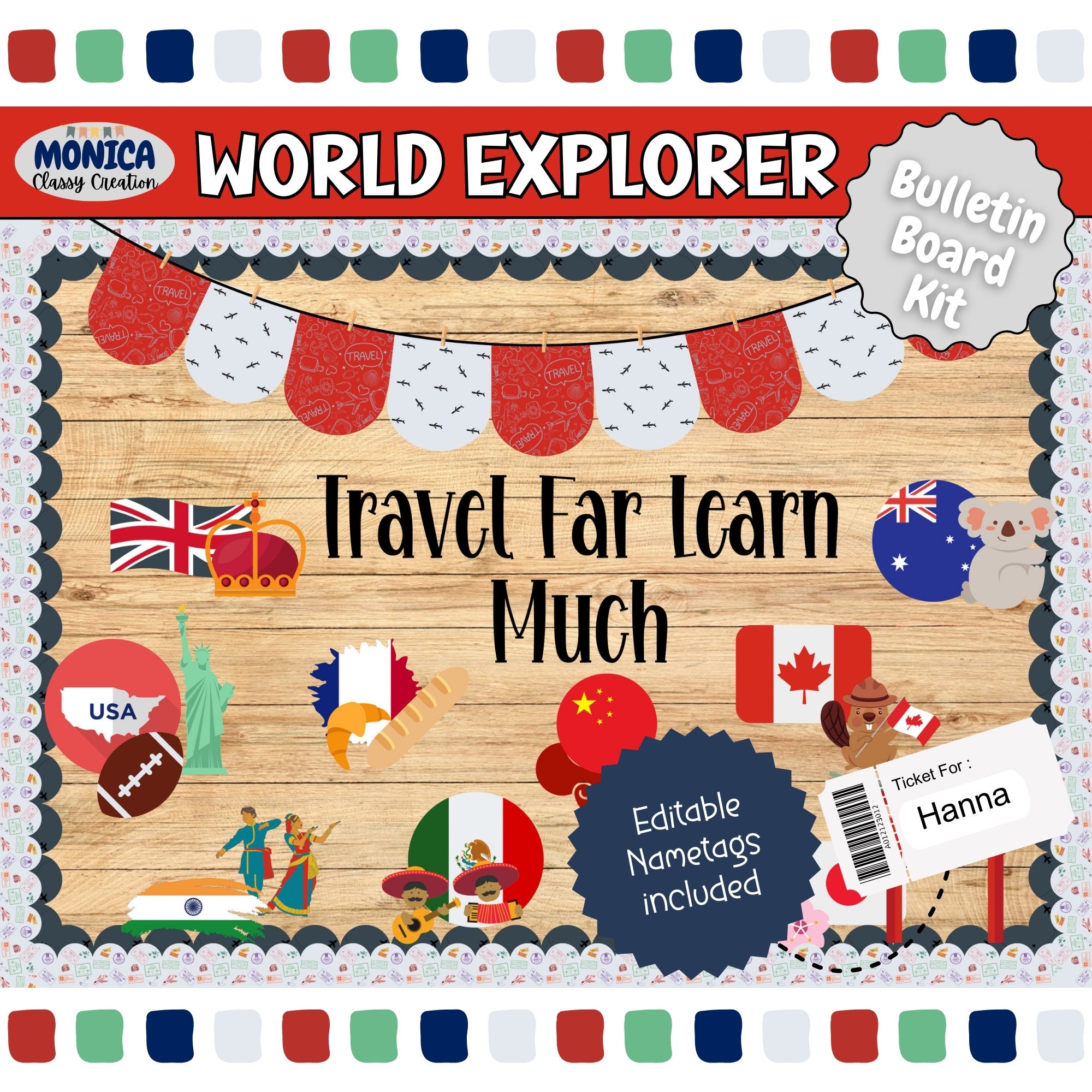 World Travel Adventure Bulletin Board Kit- Geography Theme Classroom ...