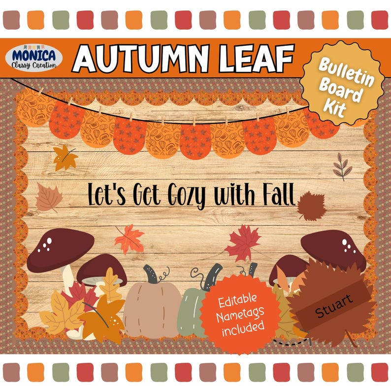 Boho Fall Bulletin Board Kit Pumpkin Patch Classroom Door Decor Autumn ...
