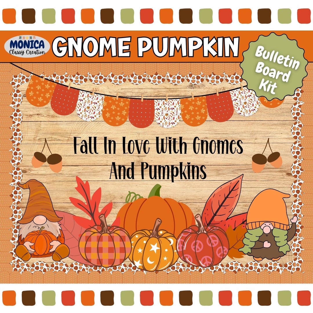 Fall Gnomes Bulletin Board Kit-pumpkin Gnome Classroom Door Decor ...