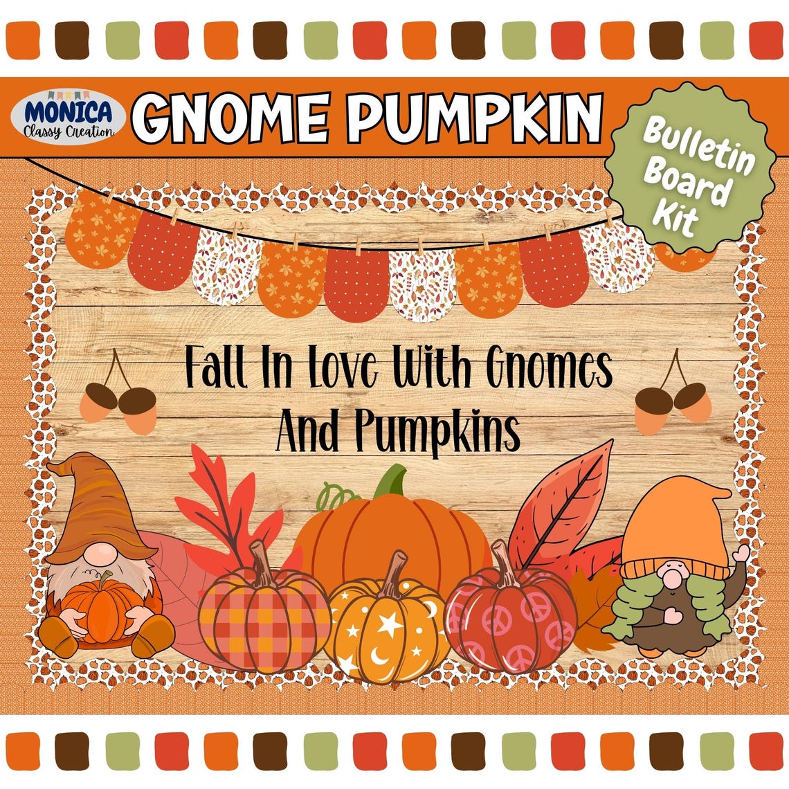 Fall Gnomes Bulletin Board Kit-pumpkin Gnome Classroom Door Decor ...