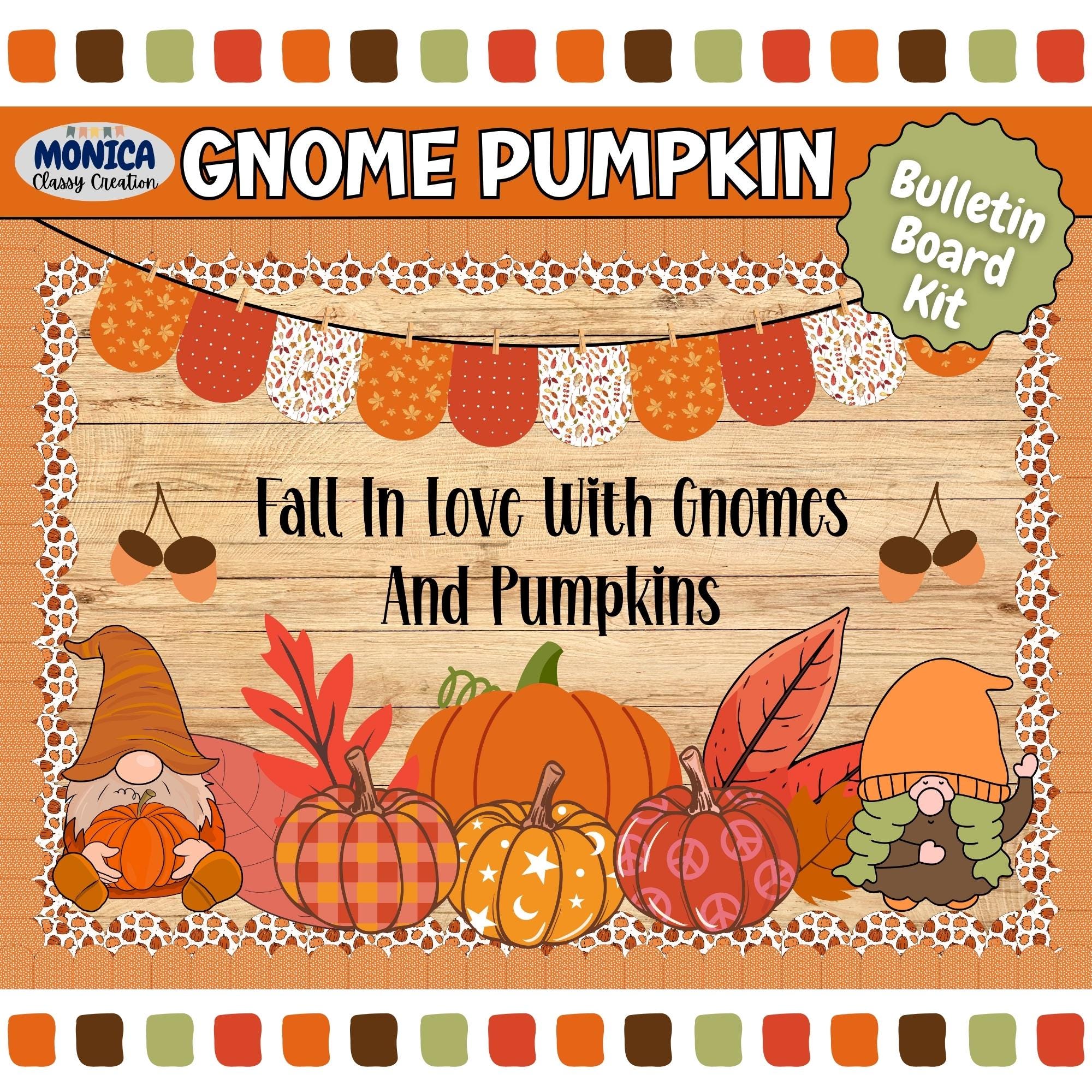 Fall Gnomes Bulletin Board Kit-pumpkin Gnome Classroom Door Decor ...