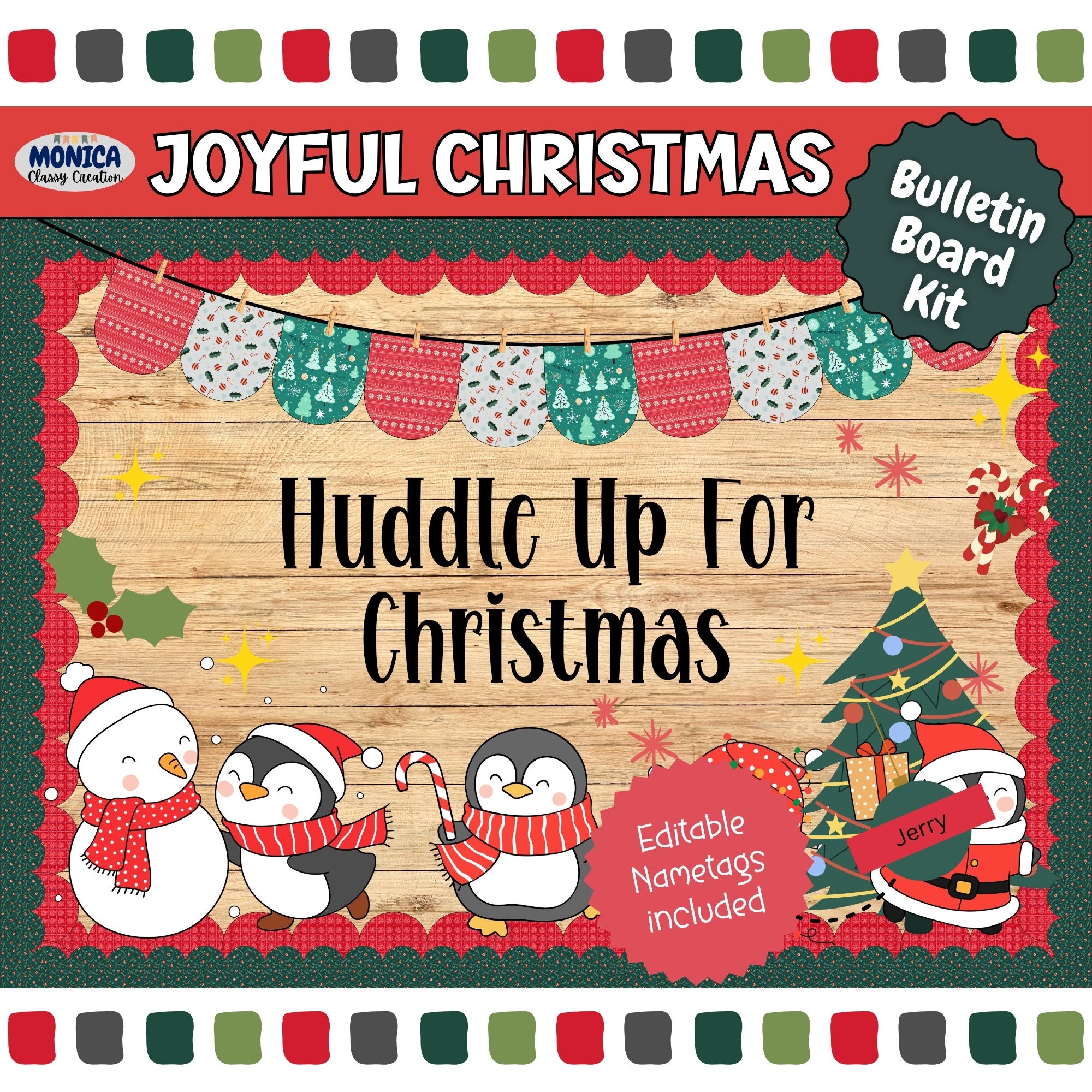 Penguin Christmas Bulletin Board Kit December Classroom Door Decor ...