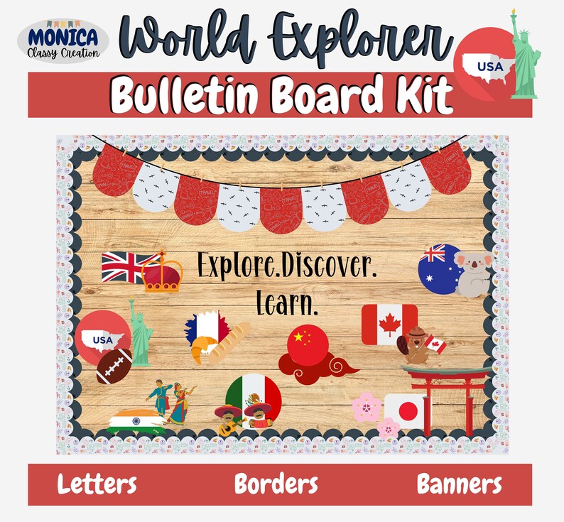 World Travel Adventure Bulletin Board Kit Geography Theme - Etsy