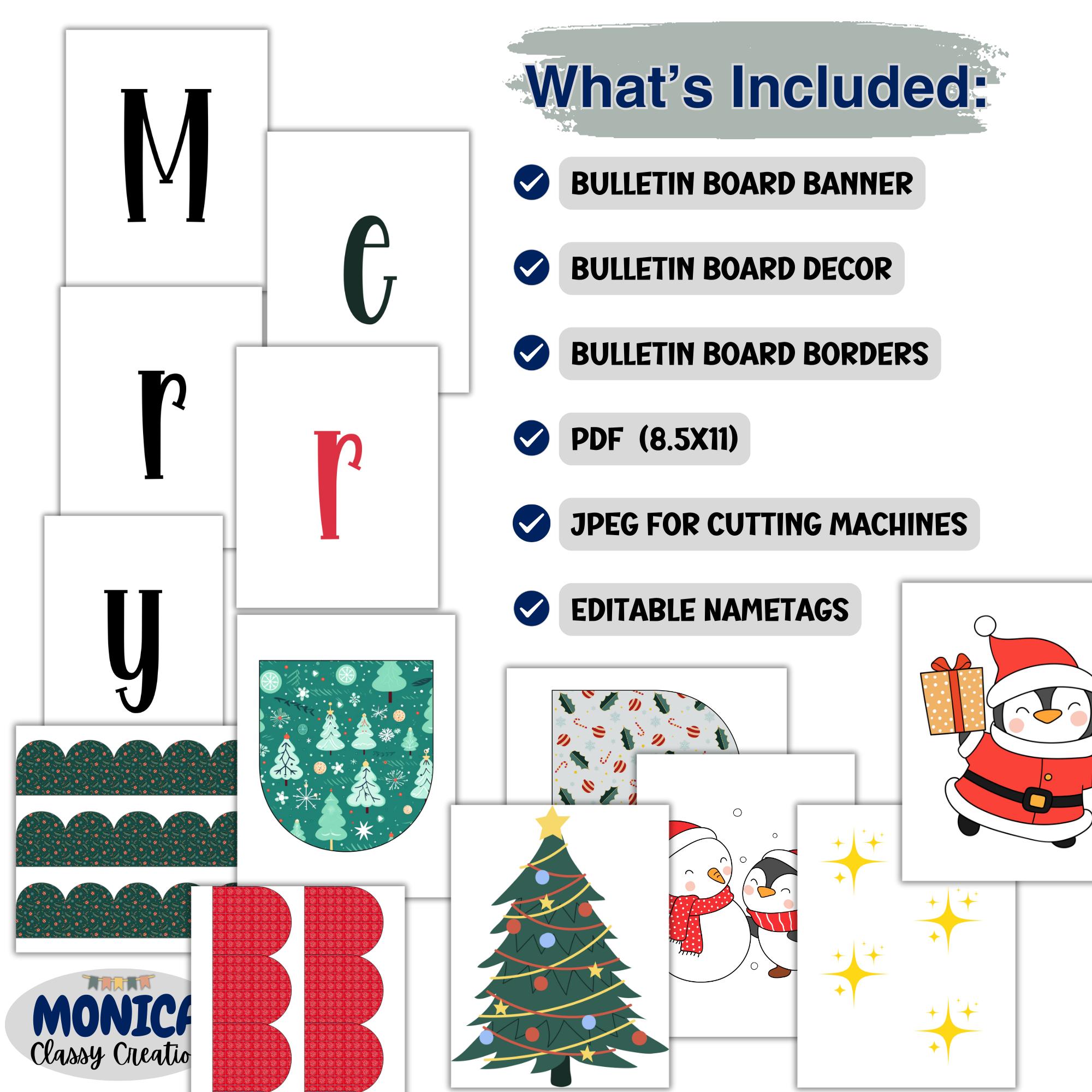 Penguin Christmas Bulletin Board Kit December Classroom Door Decor ...