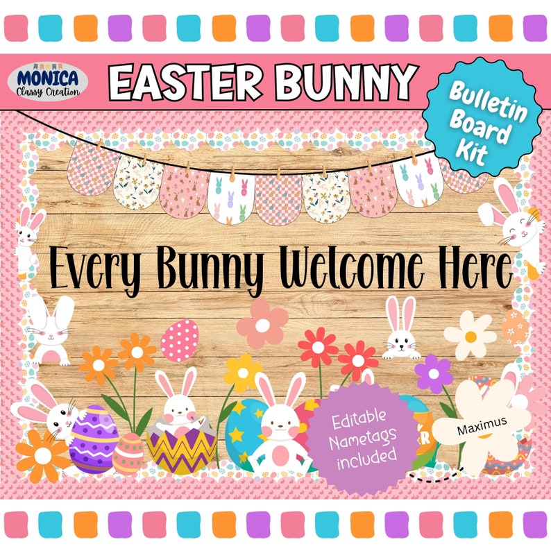 Easter Bunny Bulletin Board Kit-spring Bulletin Board Kit-spring ...