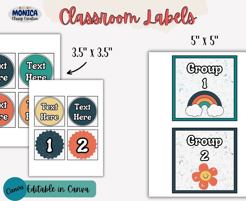 Retro Classroom Labels Sign Pack-teacher Toolbox - Etsy