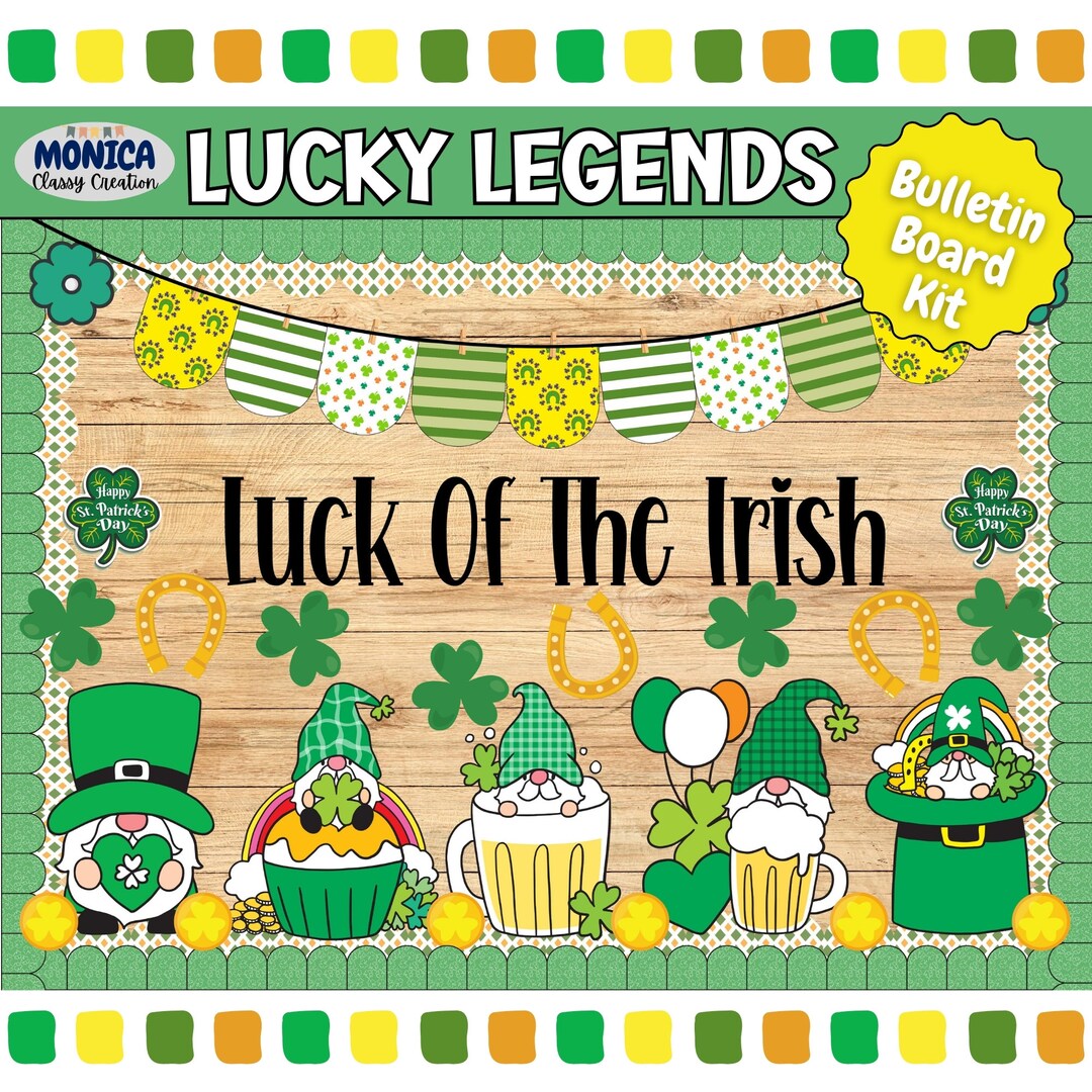 St. Patrick's Day Gnomes Bulletin Board Kit-luck of the Irish Classroom ...