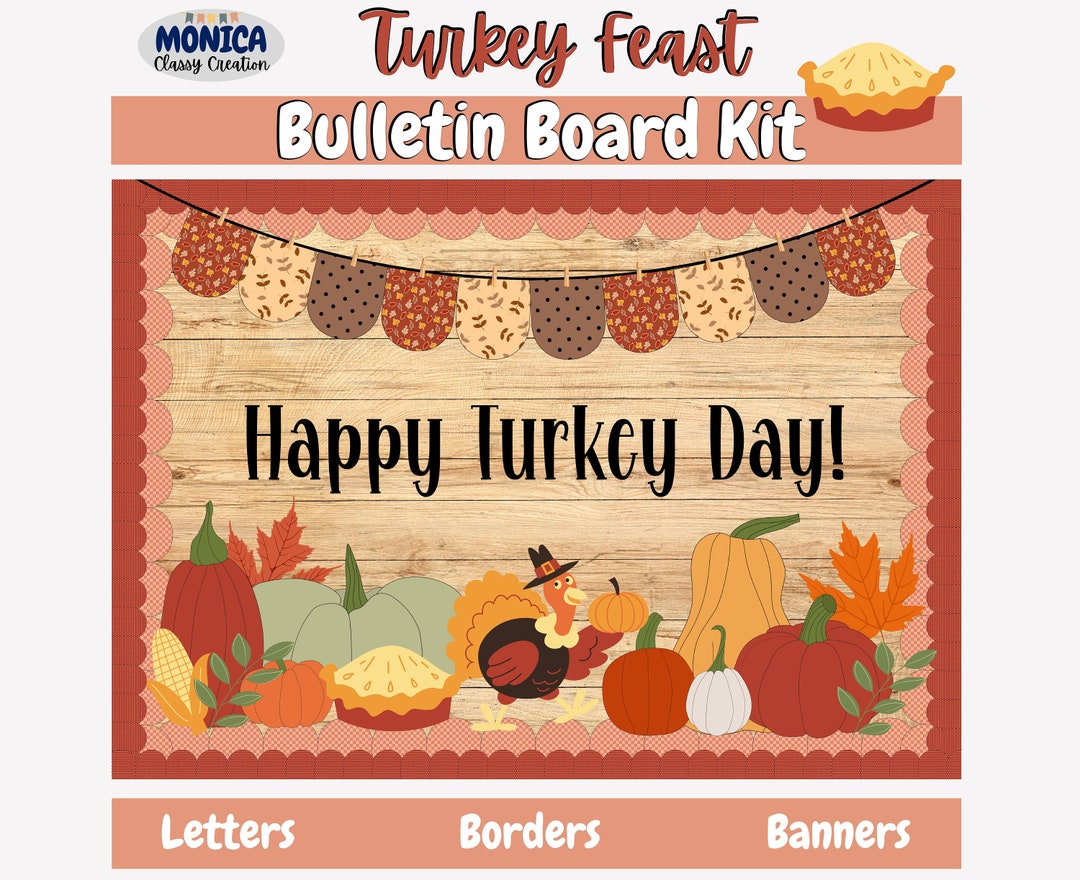 Turkey Thanksgiving Fall Bulletin Board Kit-autumn Classrooom Door ...