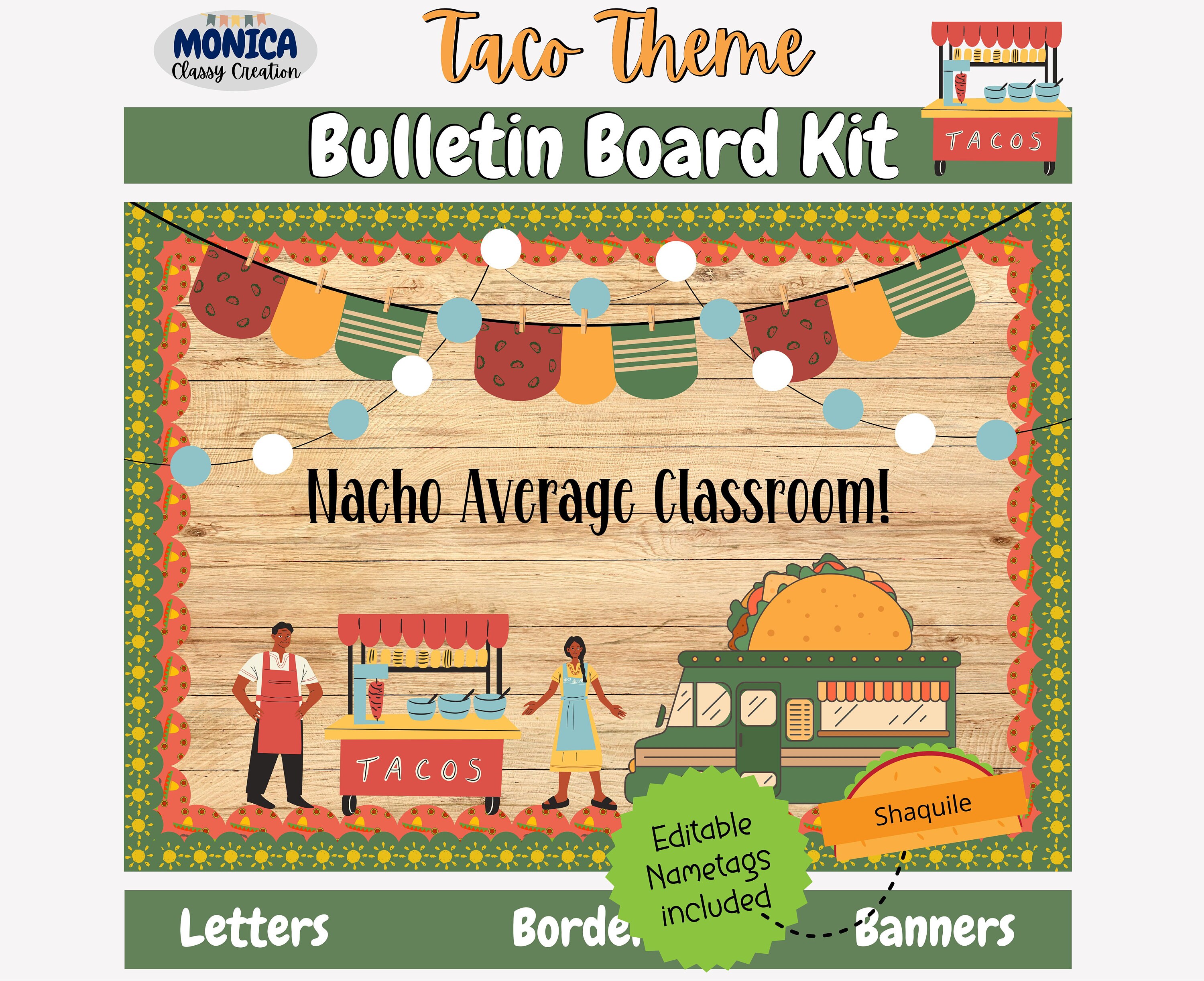 Taco Theme Learning Bulletin Board Kit-summer Bulletin Board Set ...