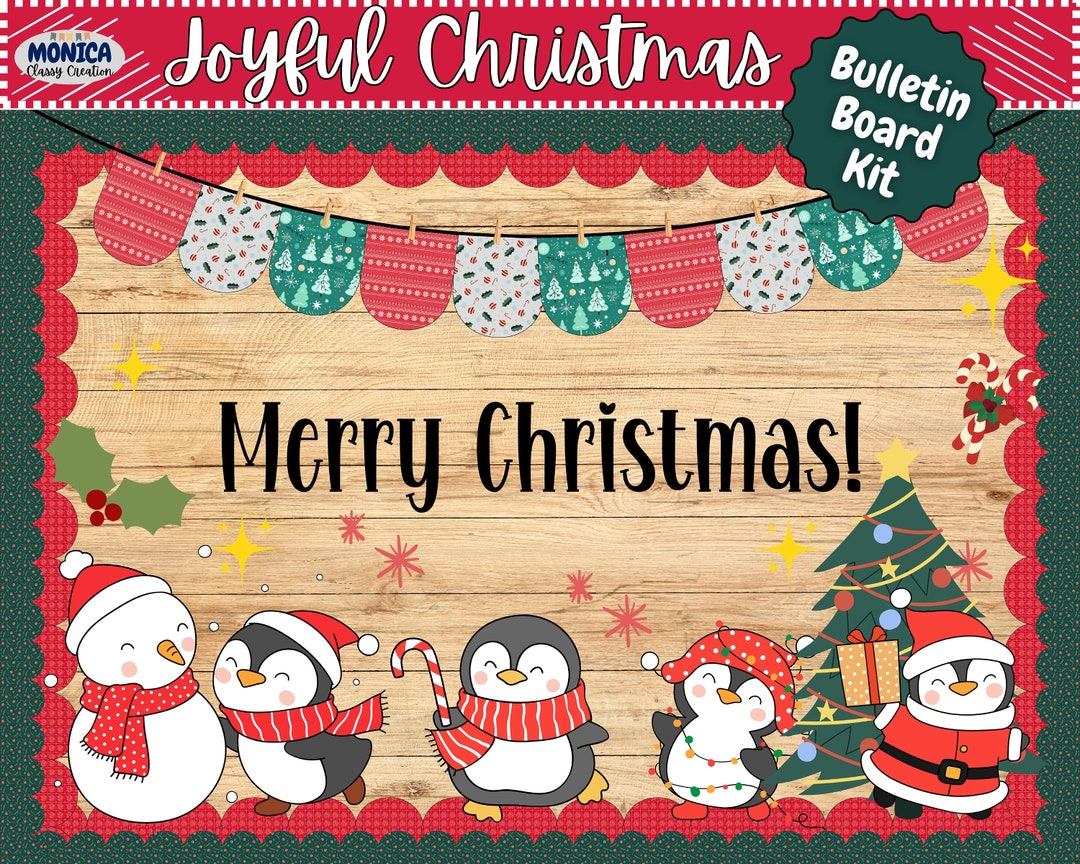Penguin Christmas Bulletin Board Kit December Classroom Door Decor ...