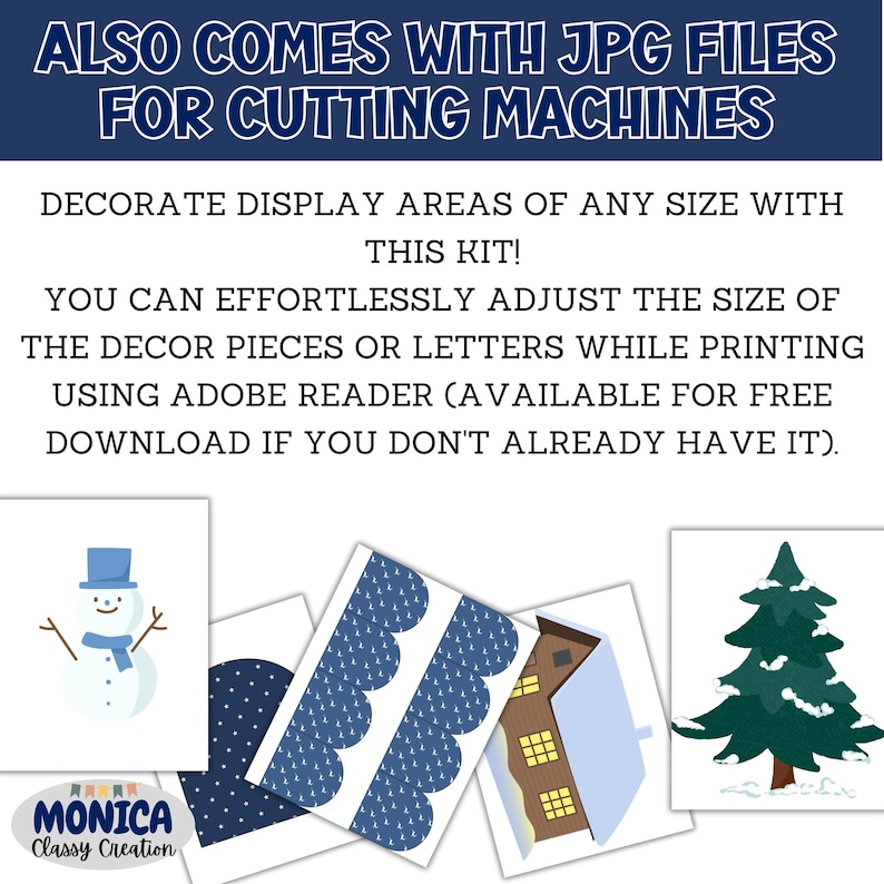 Snowy Winter Bulletin Board Kit January Classroom Decor Snowman ...