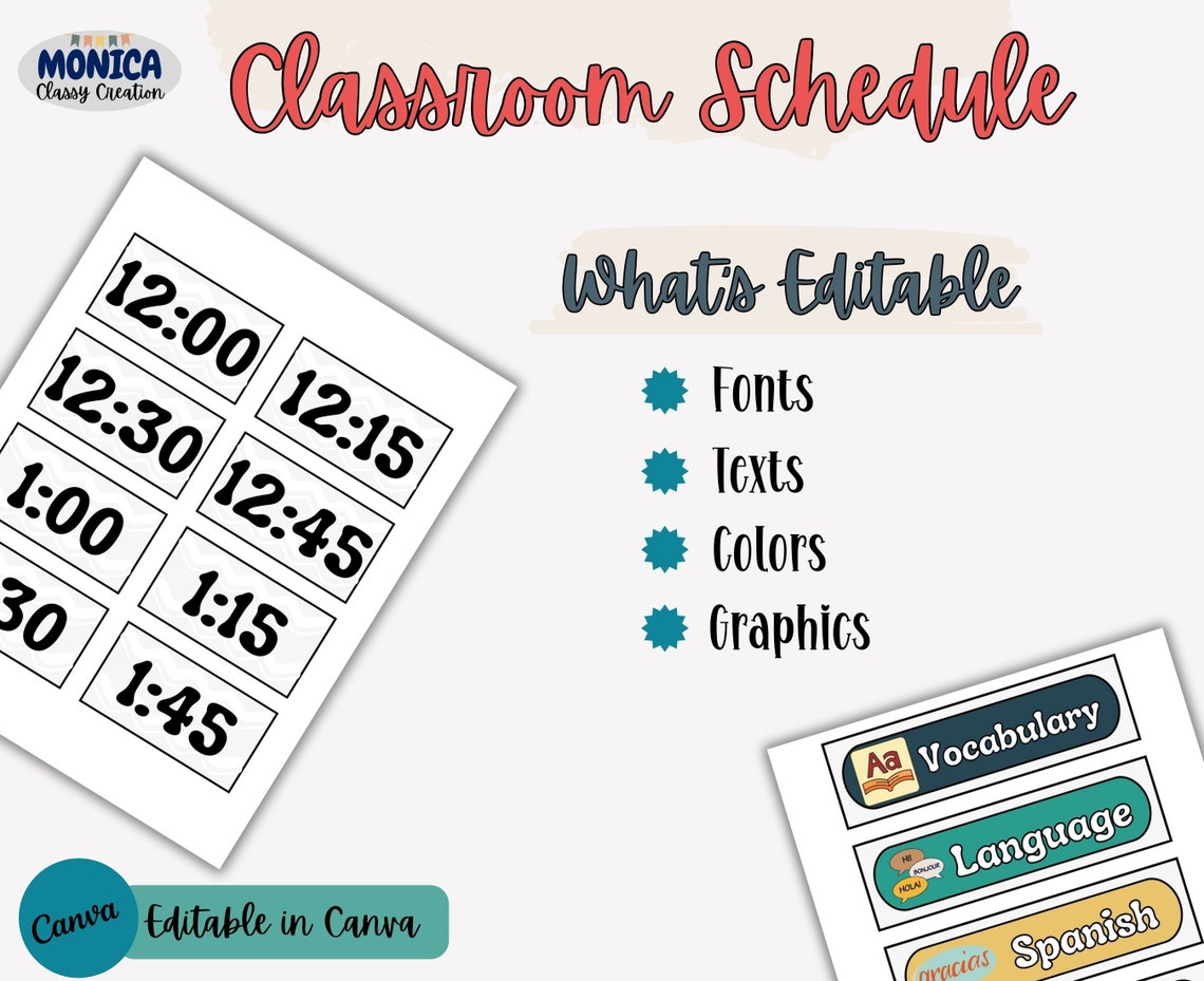 Retro Classroom Schedule Cards-groovy Class Timetable - Etsy