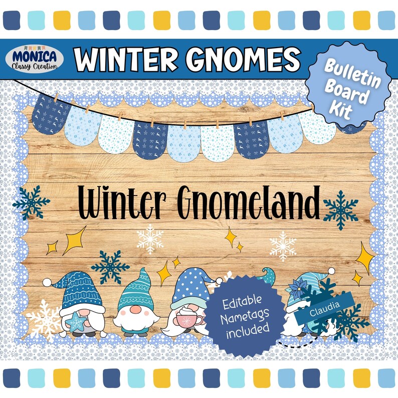Winter Gnomes Bulletin Board Kit January Classroom Door Decor Hello ...